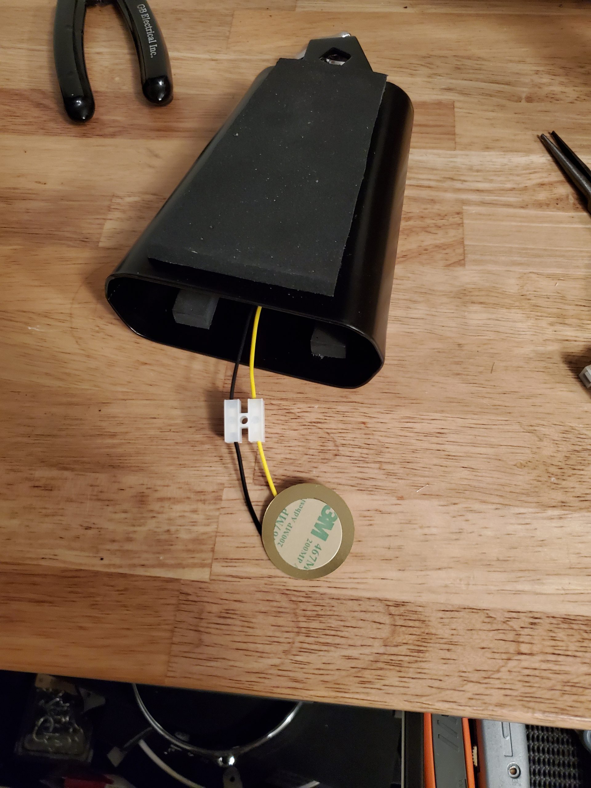 Converting an acoustic cowbell to an electronic cowbell. – Matt's Blog